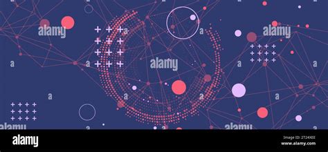 Halftone Science Background With Connecting Dots And Lines Digital Data Visualization Vector