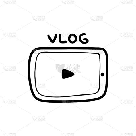 矢量插图doodle插图的视频播放器与播放图标素材 花瓣网