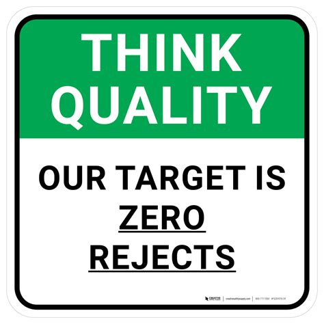 Think Quality Our Target Is Zero Rejects Square Floor Sign