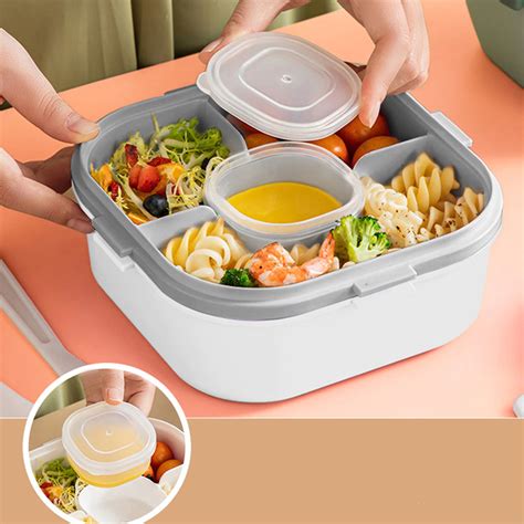 Plastic Double Layer Salad Lunch Box White 1700ml At Mighty Ape NZ
