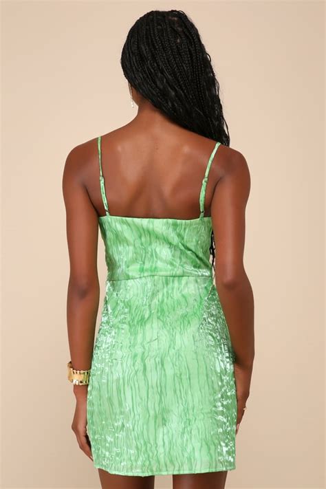 Green Wavy Dress Textured Mini Dress Bodycon Mini Dress Lulus