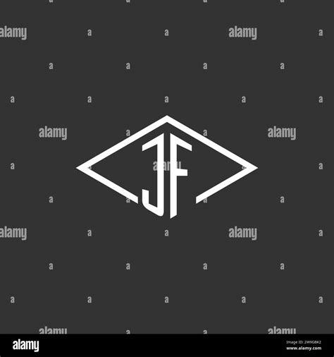 Initials Jf Logo Monogram With Simple Diamond Line Style Design Vector