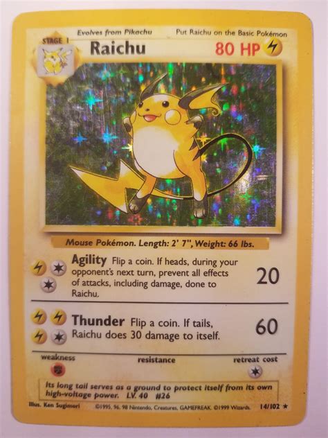 Raichu Holofoil Original Base Set Shiny On Mercari Pokemon Cards