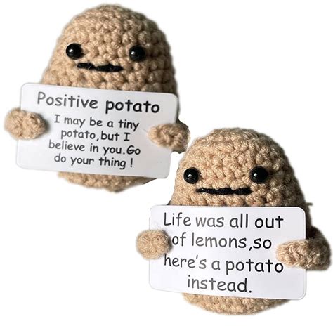 Zmured Funny Positive Potatocute Crochet Decoration With Positive Card