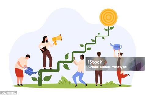 야심 찬 기업가의 커리어 성장 작은 사람들의 목표 도전의 진행 기업 비즈니스에 대한 스톡 벡터 아트 및 기타 이미지 기업 비즈니스 사회 문제 실루엣 Istock
