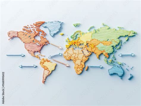 Globalization Trade War Colorful World Map Puzzle Illustrating Global