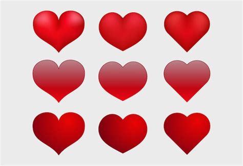 Premium Vector Red Heart Shape Set