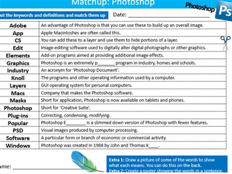 adobe photoshop keywords matchup ict computing starter keywords