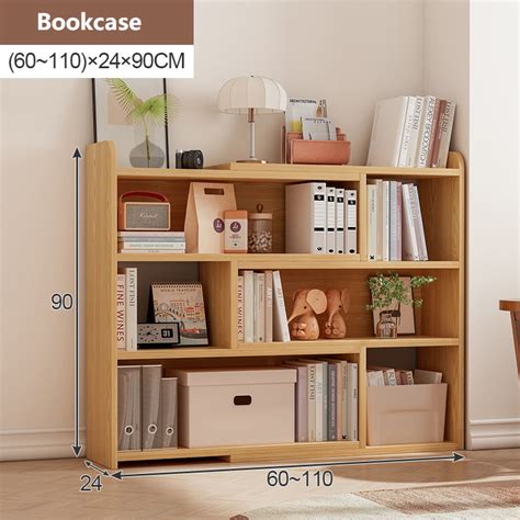 Home Lifesimple Bookshelf Retractable Bookcase Shelf Small Storage Cabinet Lattice Floor Display