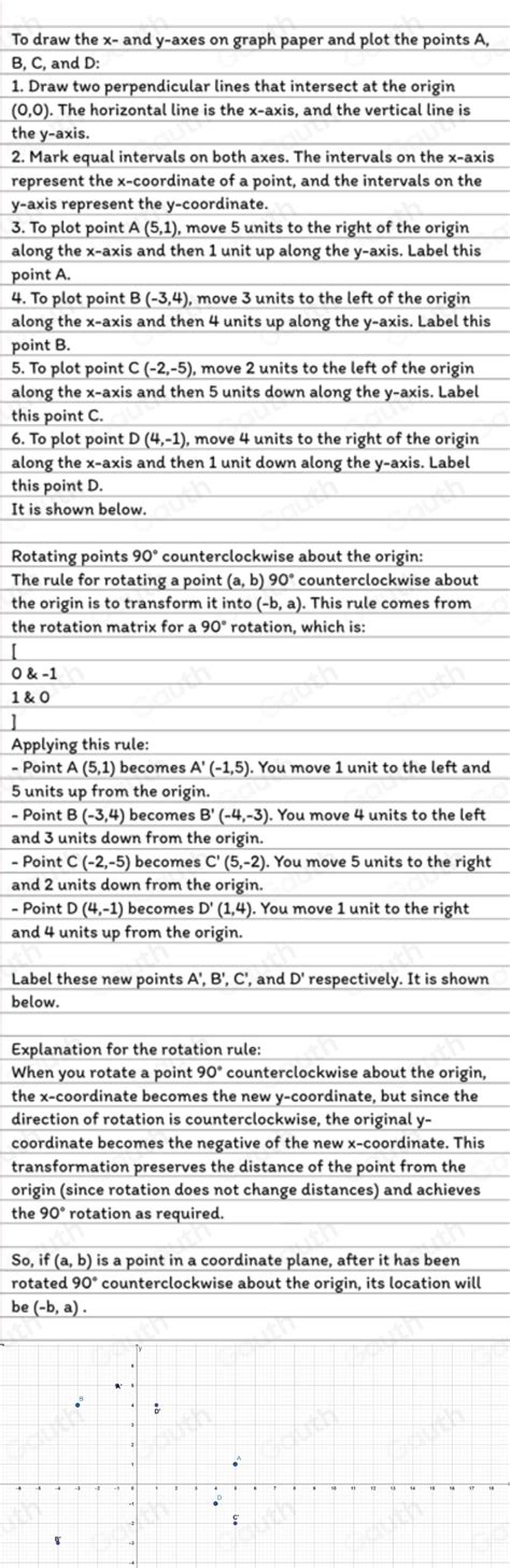 Solved On Graph Paper Draw X And Y Axes And Plot The Following
