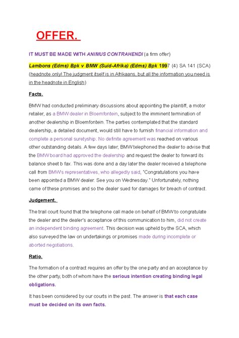 Contract B Summaries Final Law Of Contract B 1 Classification Of Terms The Contents Of A