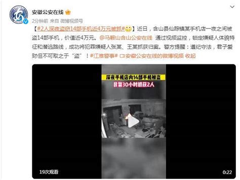 2人深夜盗窃14部手机近4万元被抓在线公安含山县