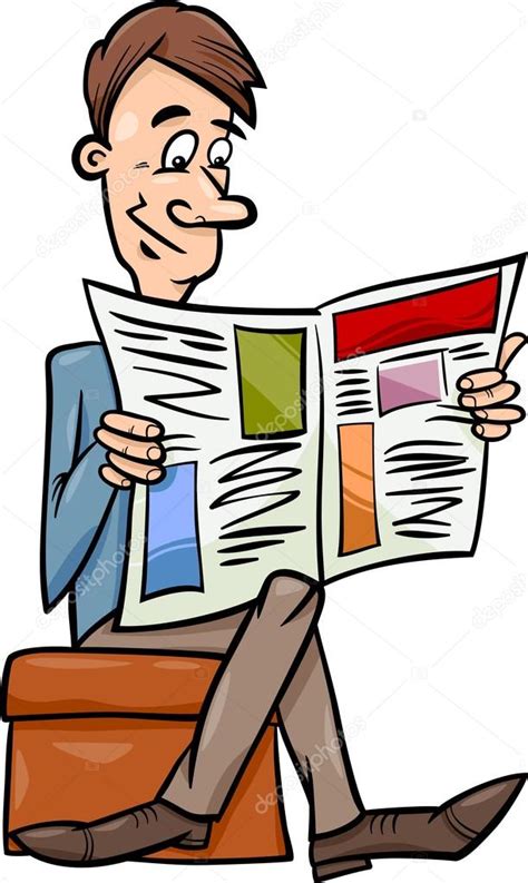 Hombre Con Ilustración De Dibujos Animados De Periódico 2023
