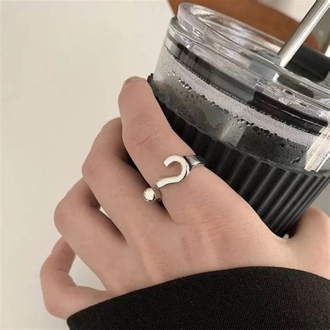 Streetwear Question Mark Ring 2000s Punk Grunge Riddler Symbol Art