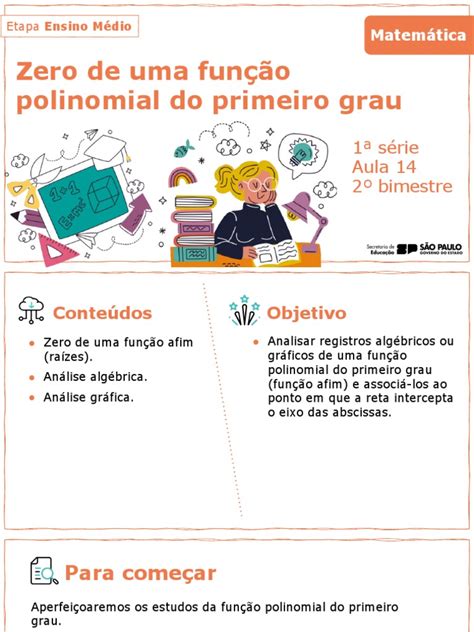 Aula 14 Zero De Uma Função Polinomial De Primeiro Grau Pdf