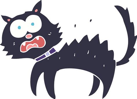 Flat Color Illustration Of A Cartoon Scared Black Cat 12172543 Vector