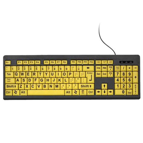 Wired Keyboard Usb Large Print Computer Keyboard For Low Vision Users High Contrast 104 Keys