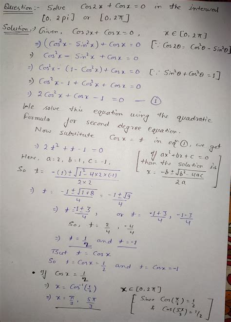 Solved Solve Trigonometric Equations Solve Cos2x Cosx 0 In The Course Hero