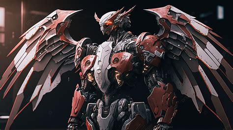Robotic Technology Red Background Mecha Humanoid Machine Background