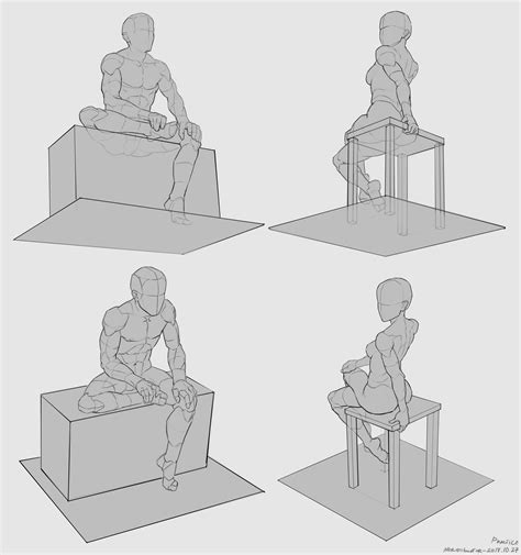 Artstation Line Pratice 2018 Naranbaatar Ganbold Sitting Pose