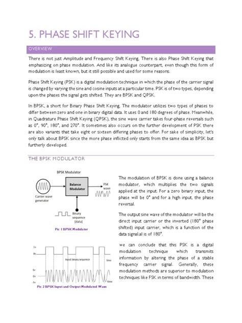 Phase Shift Keying The Bpsk Modulator Pdf Modulation Broadcasting