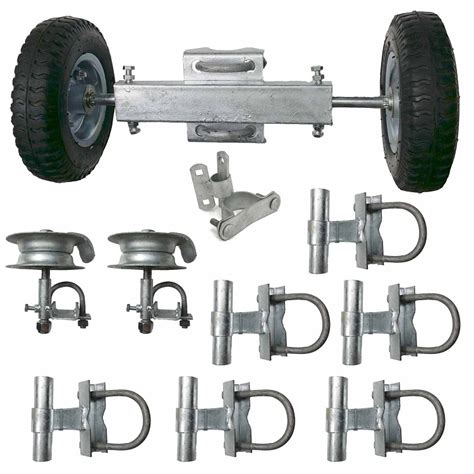 Chain Link Rolling Gate Kit Track Brackets Guides Rollers Wheel