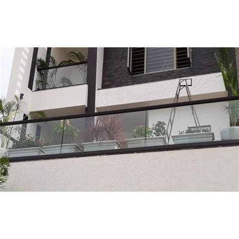 Balcony 12mm Black Aluminium Glass Railing For Homeoffice And Hotel