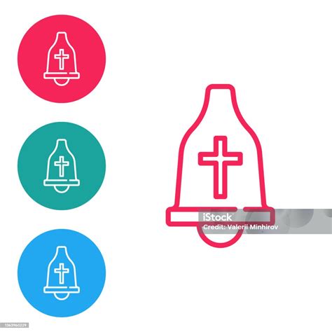 Ligne Rouge Icône De Cloche Déglise Isolée Sur Fond Blanc Symbole