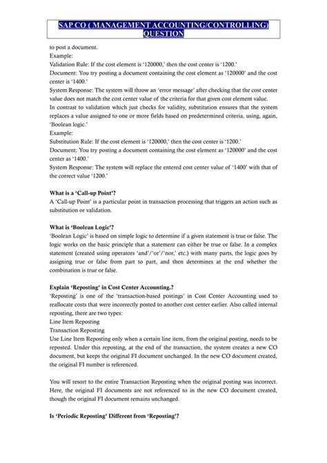 Important Interview Question In Sap Co Pdf