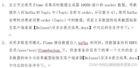 大数据职业技能大赛样题（数据采集 flume多路复用存入kafka hdfs） flume存入kafka hdfs csdn博客