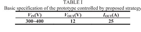 Table I From Variable Frequency Pwm Controlled Soft Switched Fb Pesi Dc