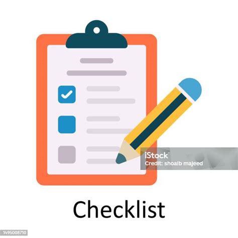 Checklist Ilustrasi Desain Ikon Datar Vektor Eniaga Dan Belanja Simbol