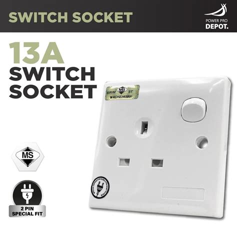 13a Single Switch Socket Electric Socket Switch [sirim Approved] Lampu Socket Plug Dinding