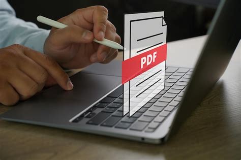 Premium Photo Pdf Button On Screen Laptop Computer Converting Process