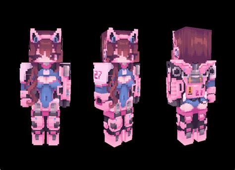 My Gf Made A Minecraft Skin Of Dva Roverwatch2