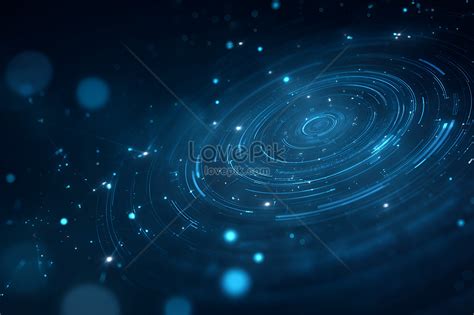 미래의 원형 요소가있는 블루 기술 배경