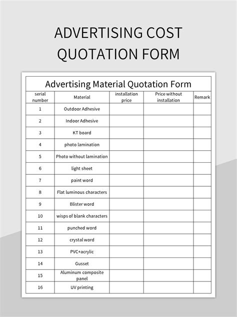 Free Cost Quotation Form Templates For Google Sheets And Microsoft