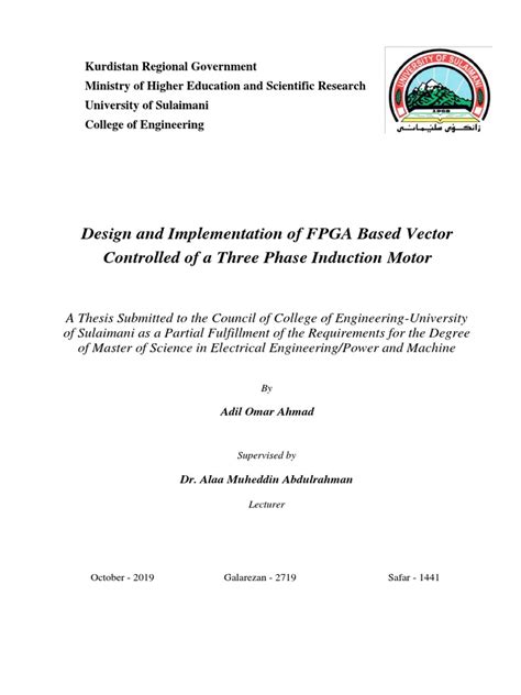 design and implementation of fpga based vector controlled of a three