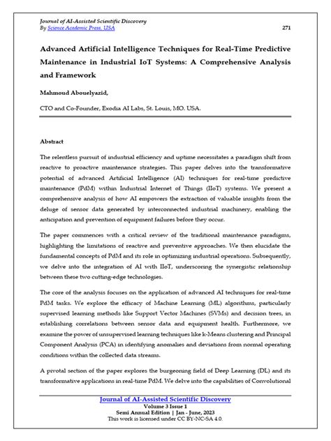 Advanced Artificial Intelligence Techniques For Real Time Predictive Maintenance In Industrial