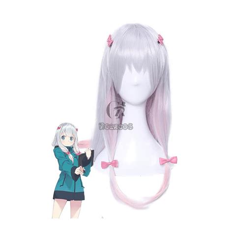 Eromanga Sensei Izumi Sagiri Long Silver Mixed Pink Anime Cosplay Girls