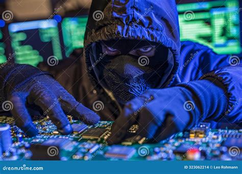 Hacker In A Dark Room Working On Multiple Screens Representing Cyber Threats Hacking And