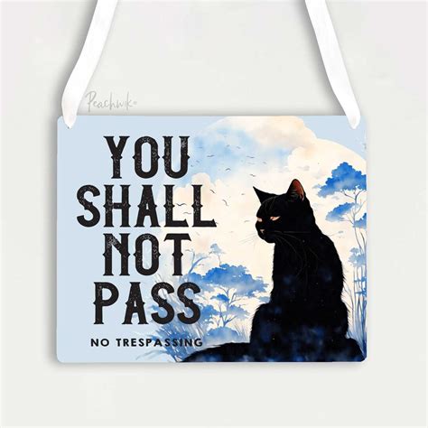 No Trespassing Funny Black Cat Sign Metal No Solicitors Sign You Shall