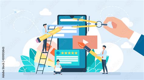 The Team Develops The User Interface Mobile Application Tiny Characters Work On UI UX App
