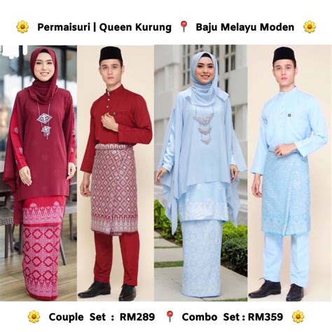 Kurung Cape Songket Printed Baju Melayu Nikah Baju Raya Sedondon