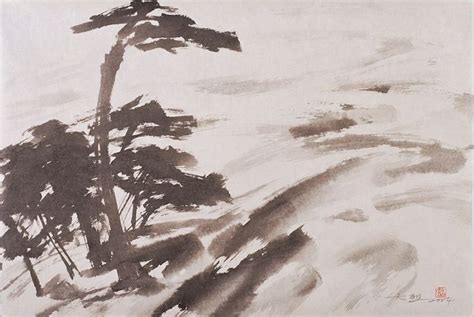 설송 130 x 97cm 한지에 수묵 2008 Professor Kim Dea Yeoul 포스트모더니즘 모더니즘 동양화
