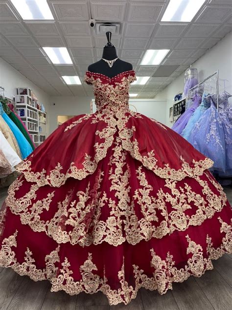 Quinceañera Dress Red Ball Gown Tullelux Bridal Crowns 46 Off