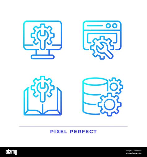 Computer System Settings Pixel Perfect Gradient Linear Vector Icons Set