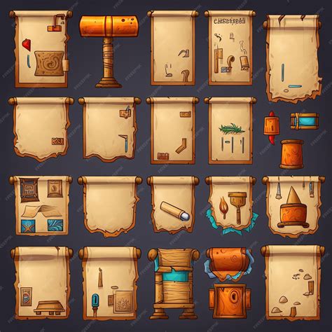 Premium Photo Ui Papyrus Scroll Game Ai Generated Element Retro Sheet Old Parchment Ui Papyrus