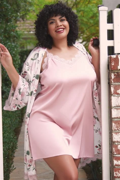 Plus Size Sweet Evangeline Pink Satin Lingerie Chemise Blowout Deal