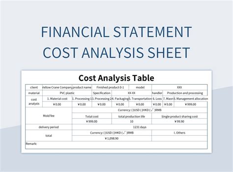 Free Cost Analysis Sheet Templates For Google Sheets And Microsoft Excel Slidesdocs